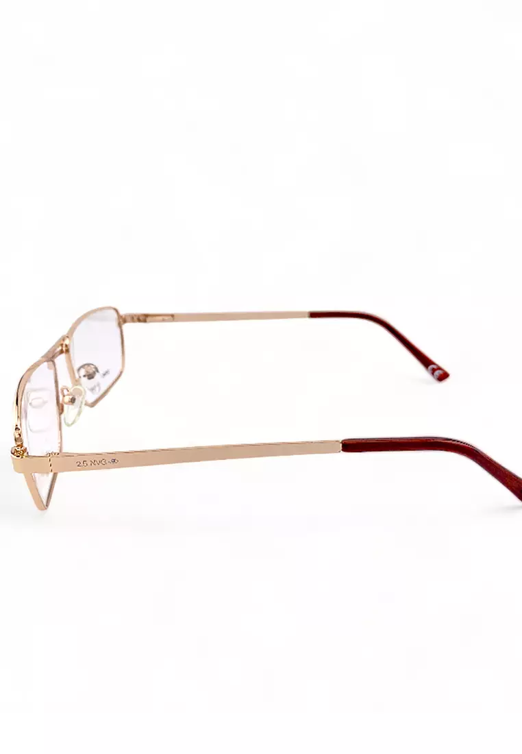 Buy 2.5 NVG OPH Men's Rectangle Frame Gold Metal Optical Frame with ...