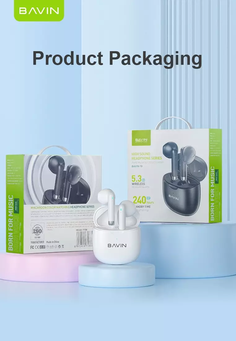 Buy BAVIN BA19 5.3V Hi-Fi Bluetooth Wireless TWS Earbuds Active Noise ...