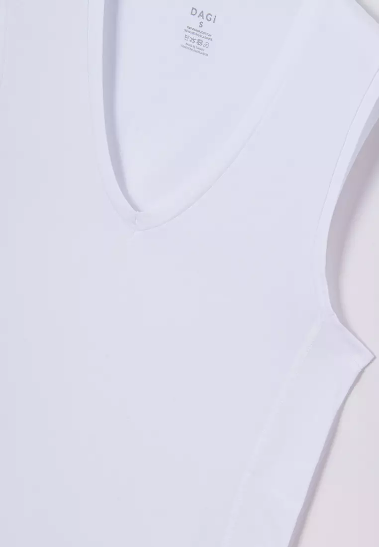 Buy DAGİ White Basic Undershirt, V-Neck, Slim Fit, Sleeveless Underwear for Men 2025 Online ...
