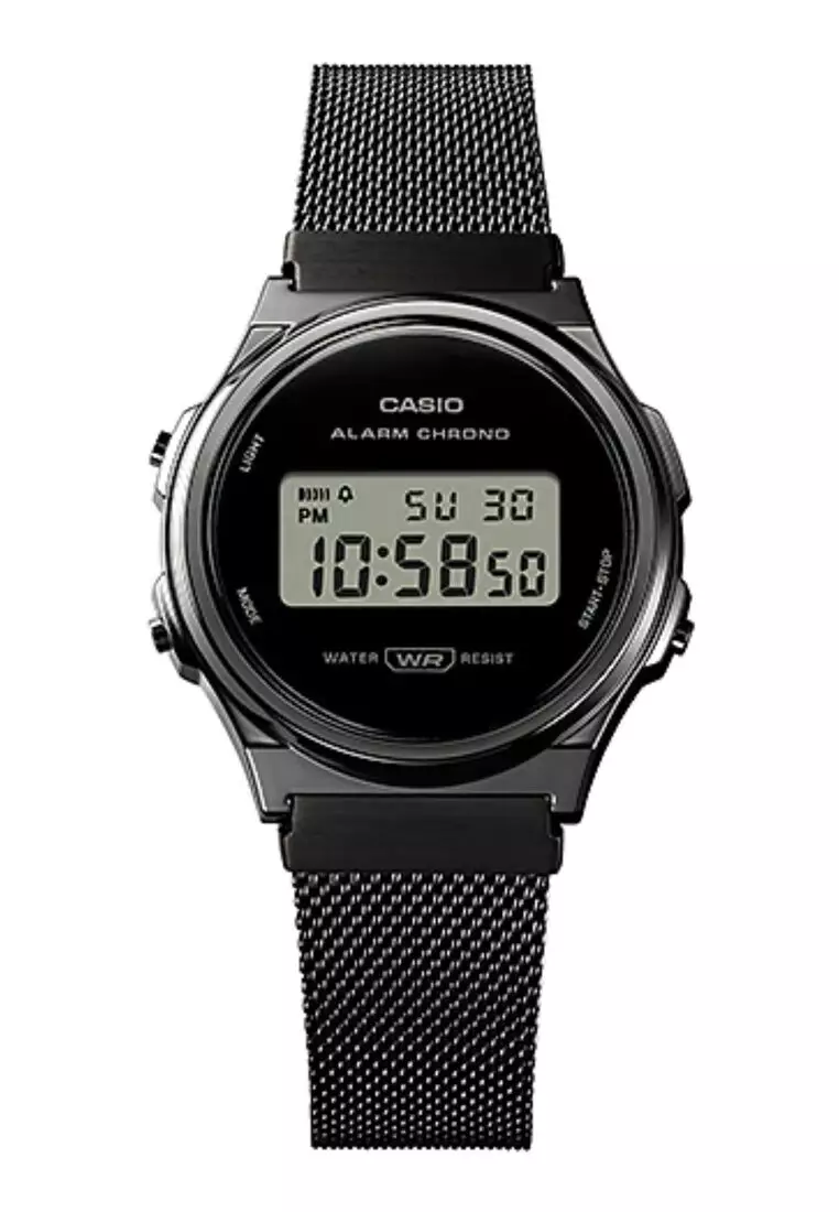 Casio Vintage Unisex Digital Watch A171WEMB-1A Black Stainless Steel ...