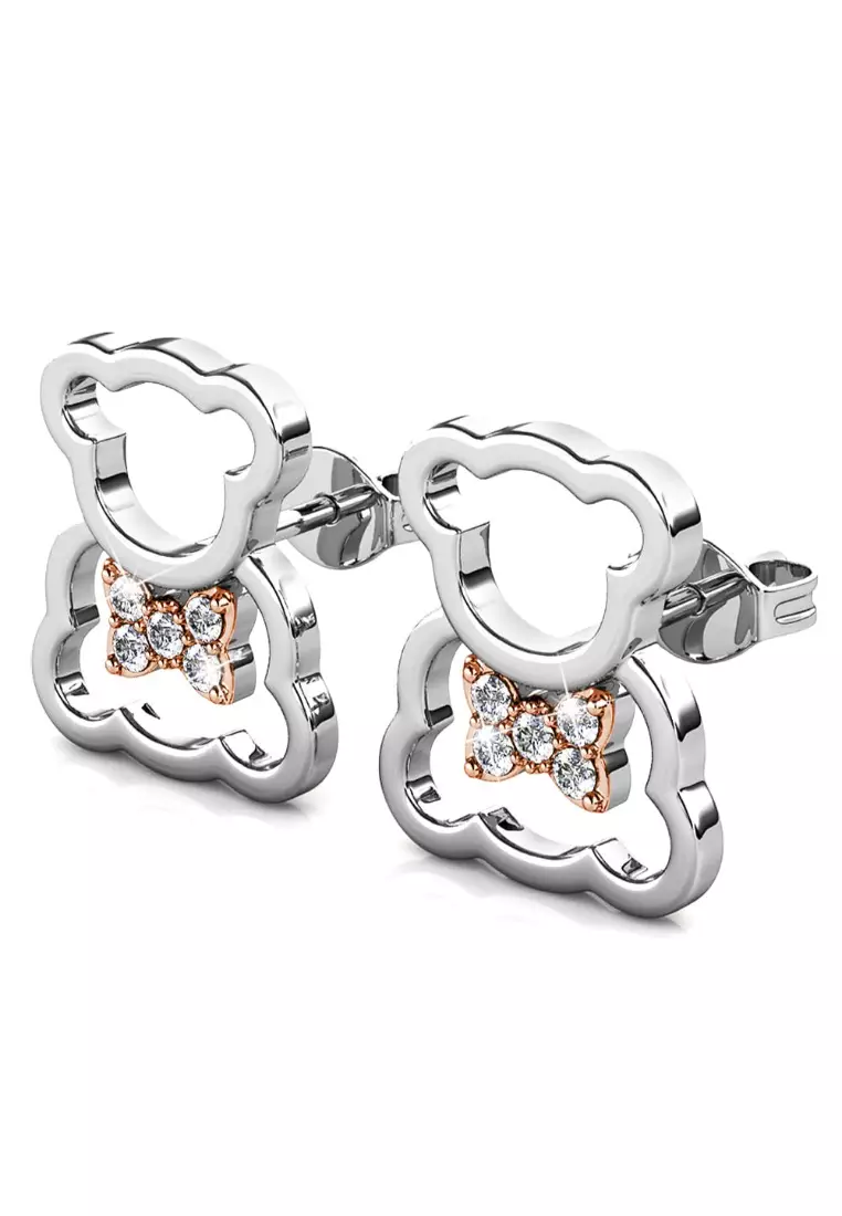 網上選購 Krystal Couture Teddy Bear with Ribbon Dual Tone Stud Earrings Embellished With SWAROVSKI ...