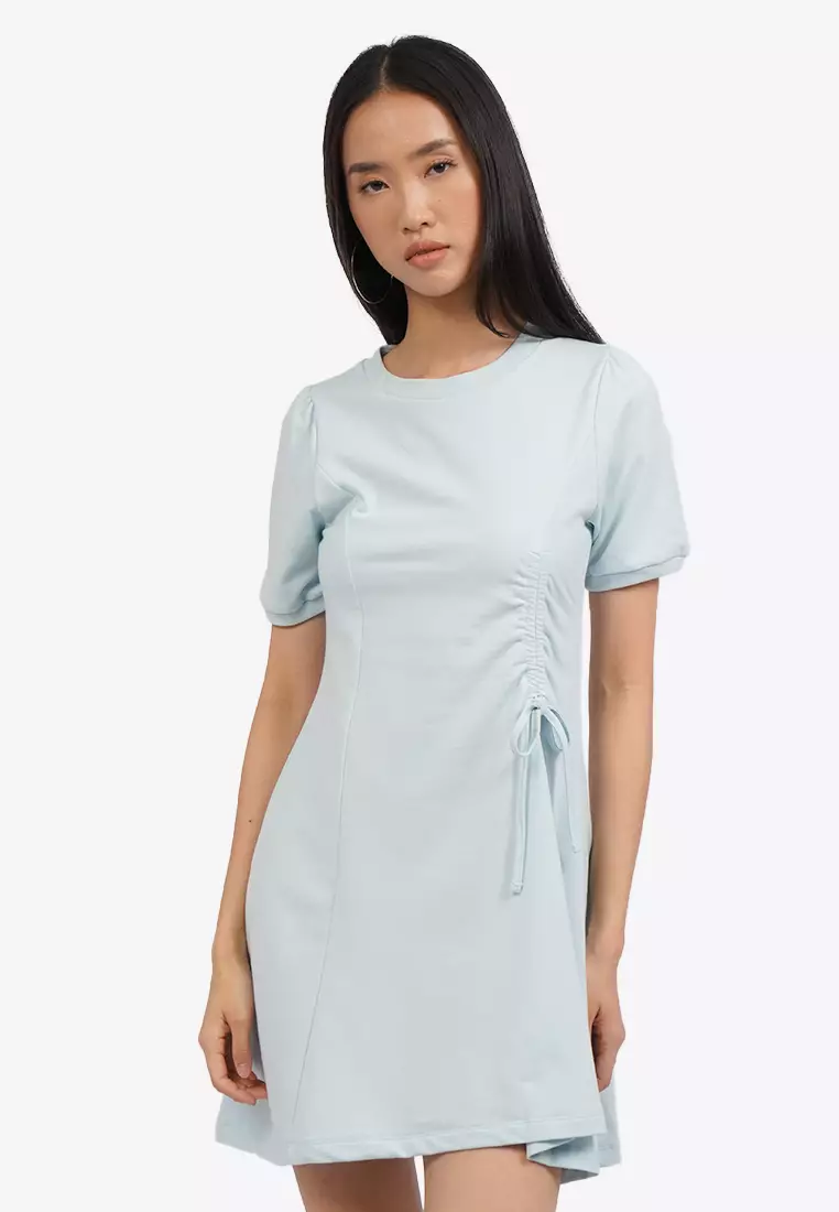 Jual COLORBOX Side Ruched Short Sleeve Mini Dress Original 2025 ...