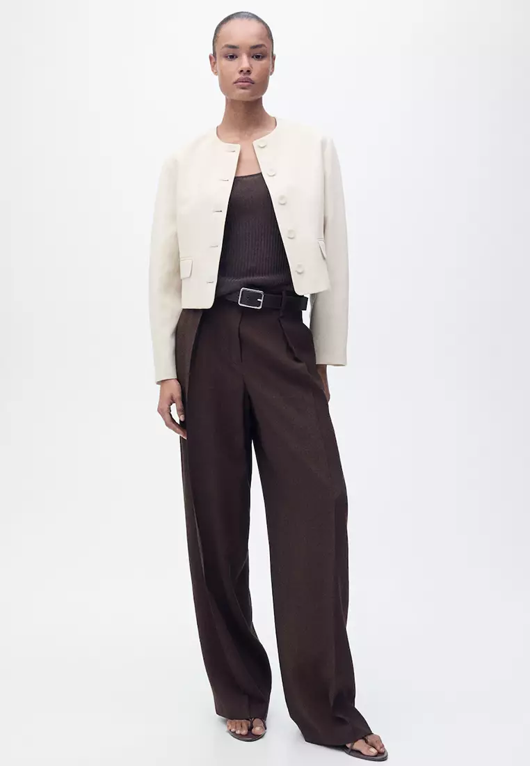 Buy Mango Linen-Blend Jacket with Buttons Online | ZALORA Malaysia
