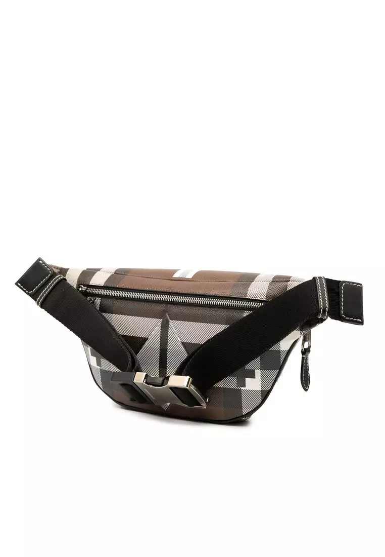 Buy Burberry Pre-Loved Burberry Geometric Check Coated Canvas Bum Bag ...