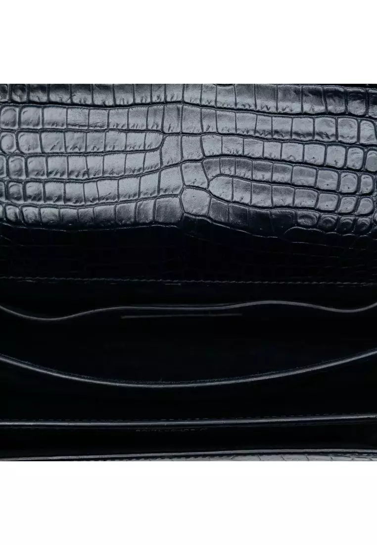 Buy SAINT LAURENT Pre-Loved Saint Laurent Medium Croc Embossed Monogram ...