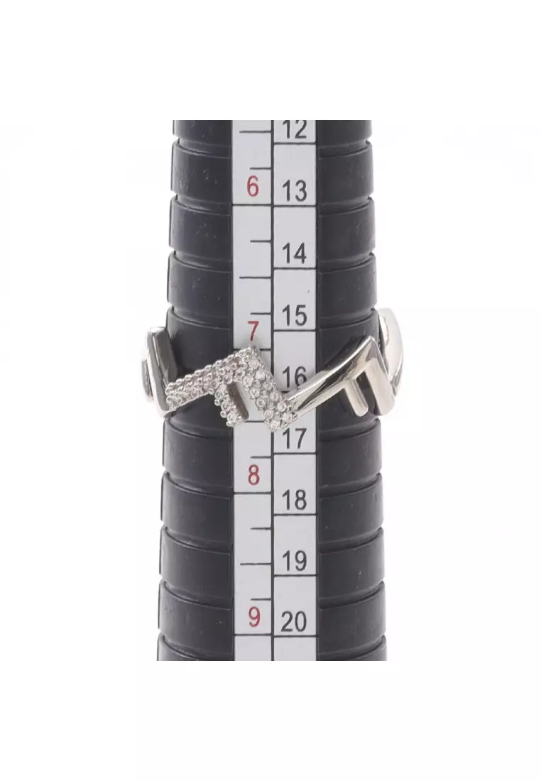 Buy Fendi Pre-Loved Fendi Five Rings ring ring Rhinestone Silver clear ...