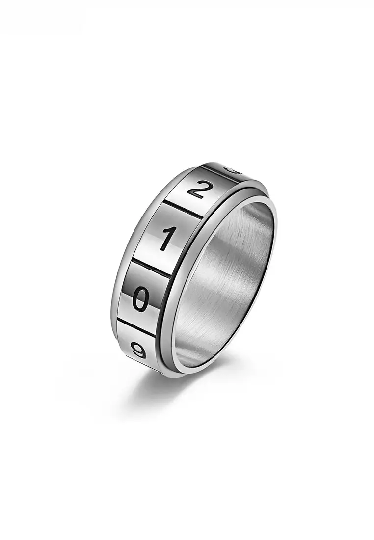 Buy HAPPY FRIDAYS Rotatable Design Arabic Numerals Titanium Steel Ring ...