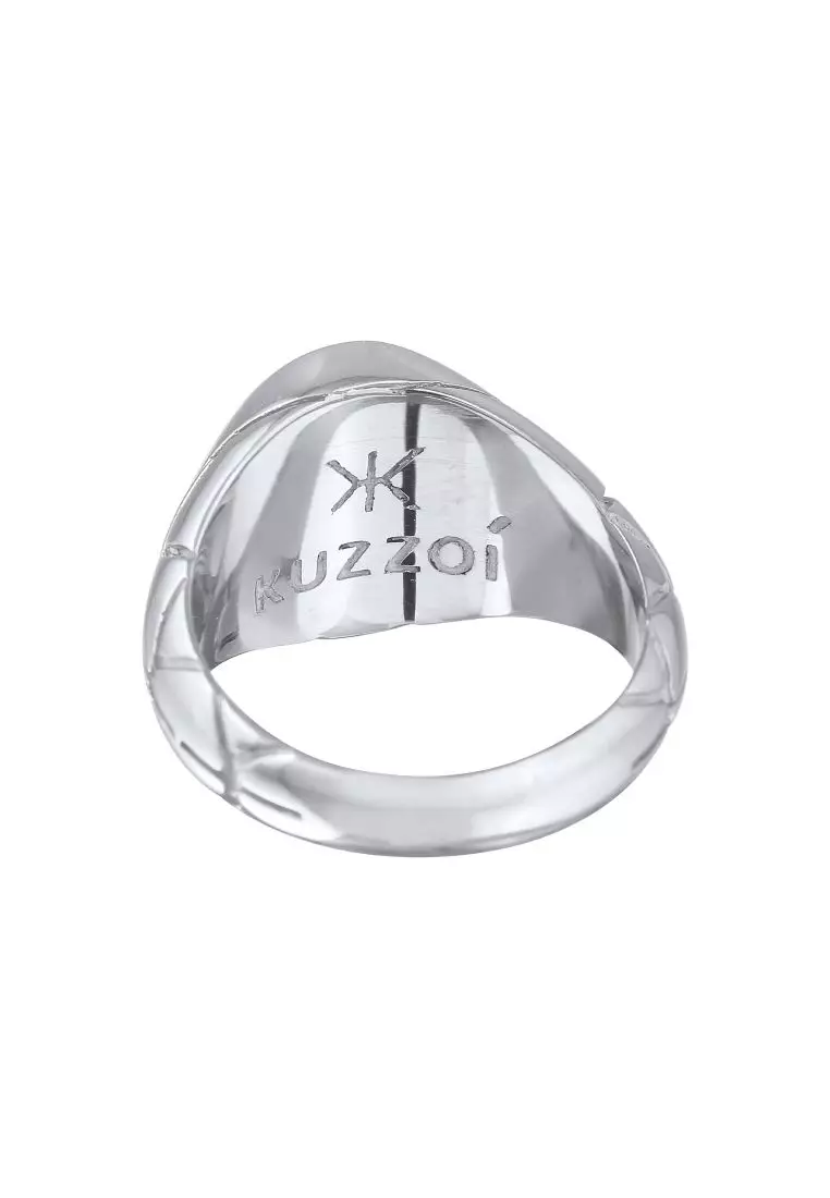 Buy Kuzzoi Men's Silver Navy Enamel Dome Signet Ring 2026 Online | ZALORA