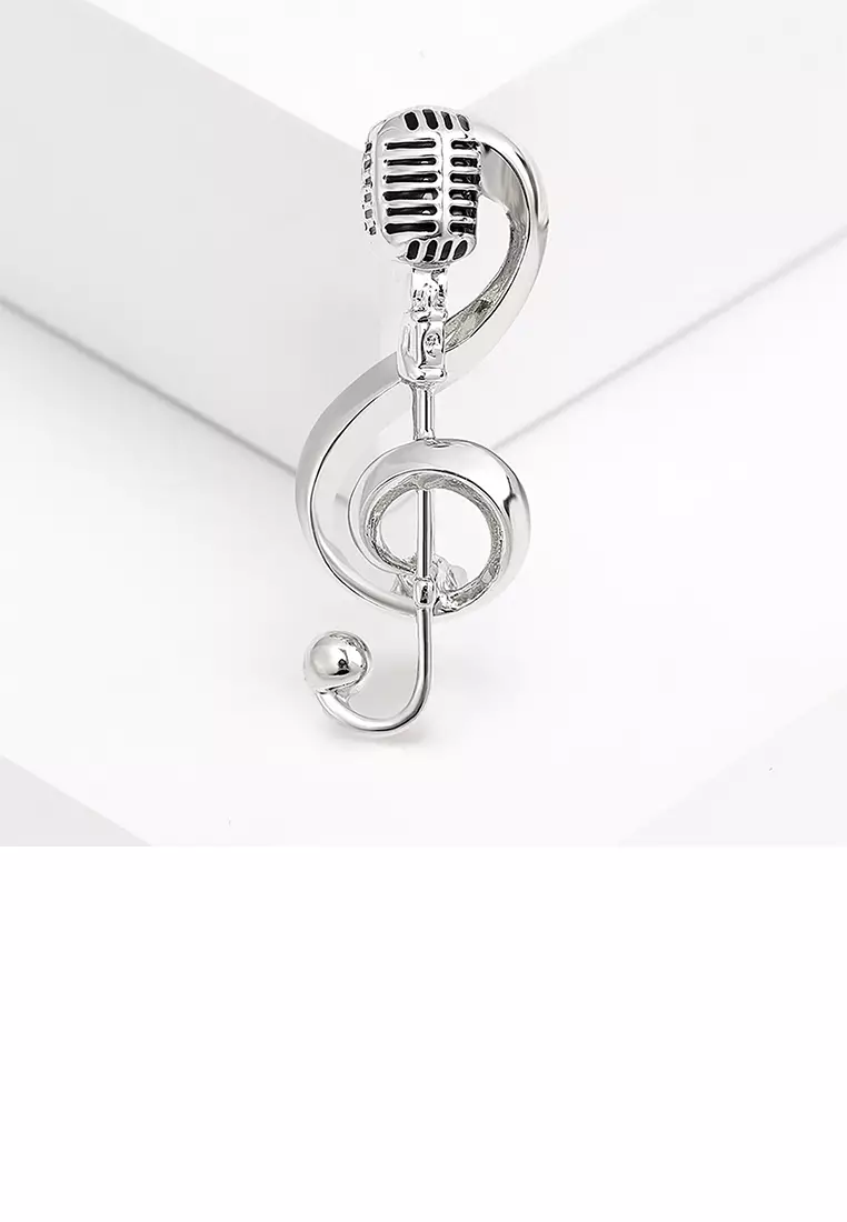 Buy Glamorousky Fashion Creative Microphone Musical Note Brooch 2024 ...