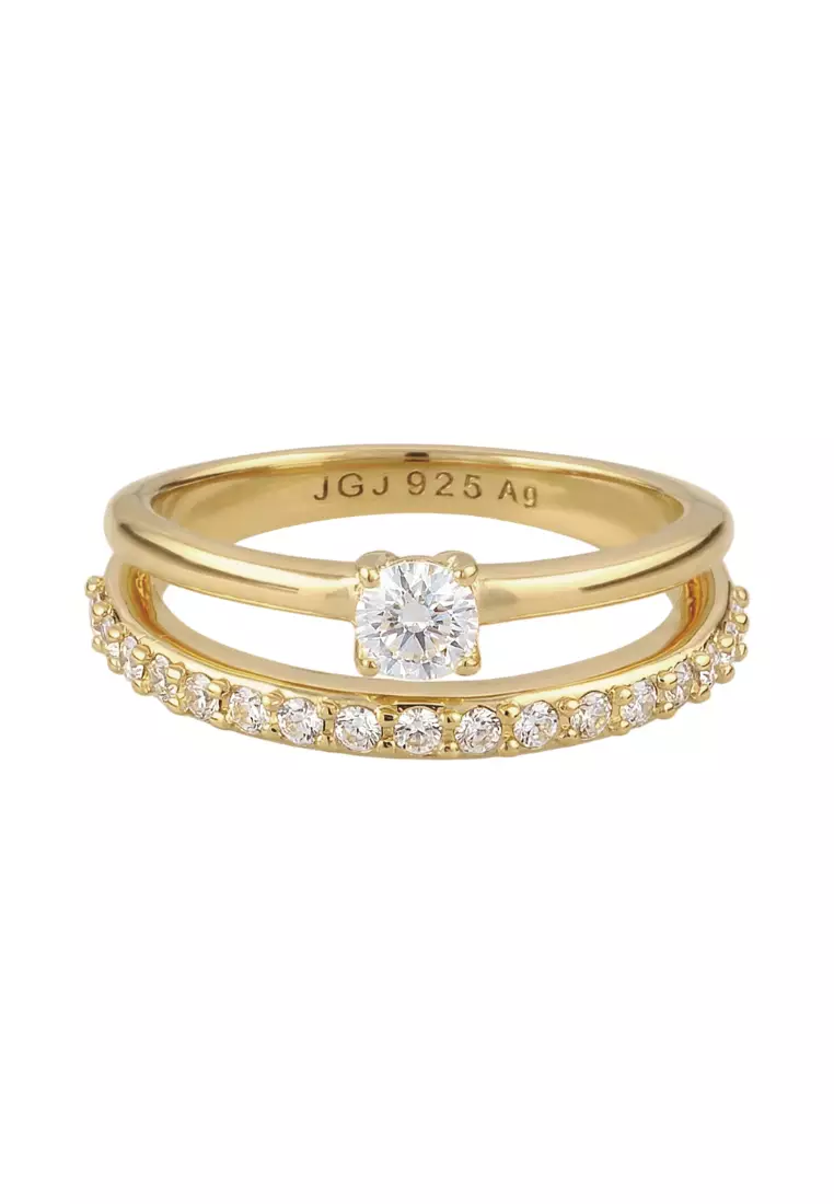 Buy ELLI GERMANY Sparkling Swarovski® Crystals Ring – Gold-Plated ...