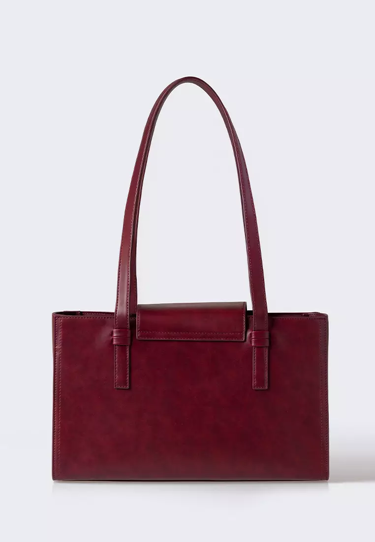 Jual Riamiranda Ria Miranda Burgundy Nina Medium Box Bag Original 2025 ...