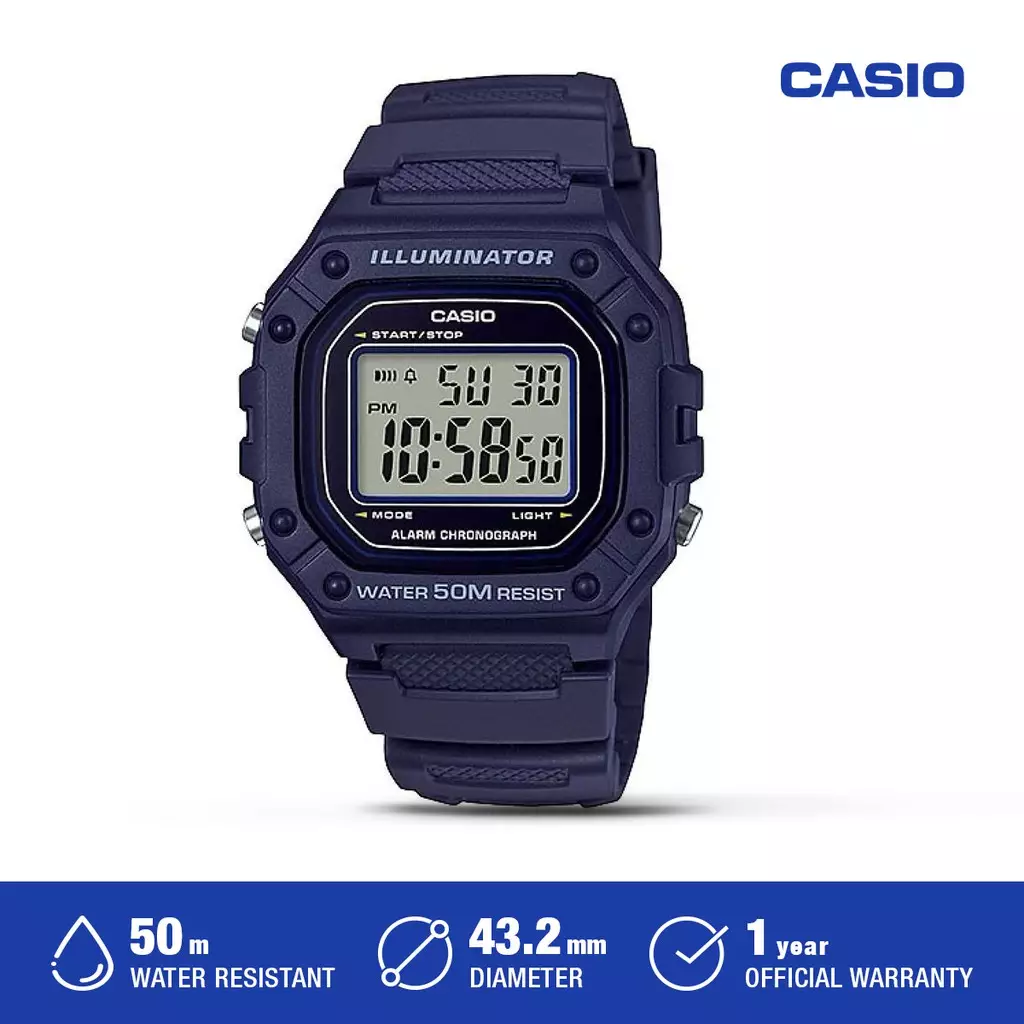 Jual CASIO Casio Jam Tangan Pria W-218H-2AVDF Digital Sport Original ...
