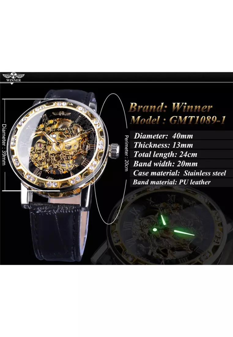 Buy OPCHIC Men's Rhinestone Skeleton Manual Mechanical Watch 2025 ...