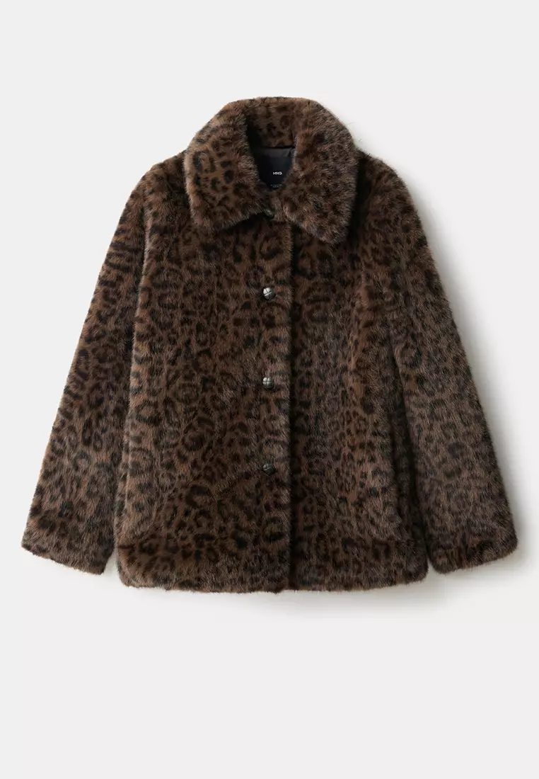 Buy Mango Leopard Fur-Effect Coat Online | ZALORA Malaysia