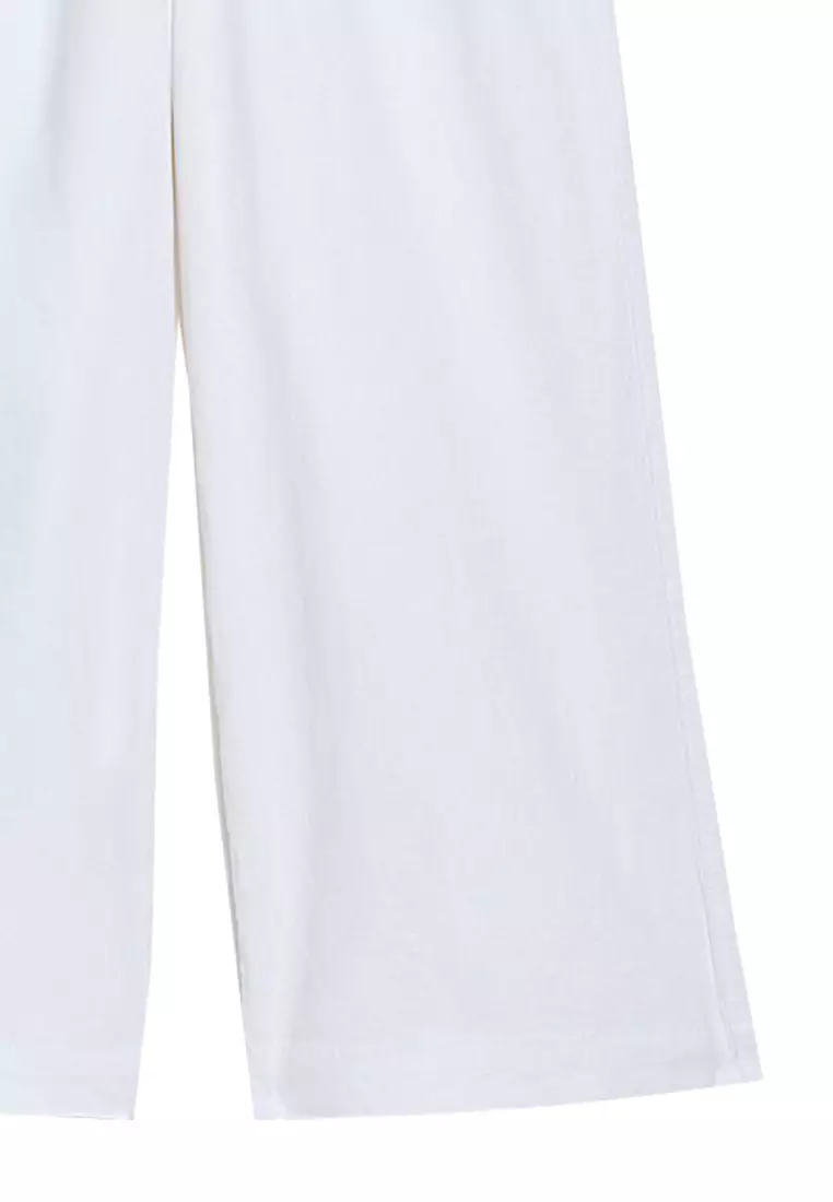 Jual Marks & Spencer Linen Rich Striped Wide Leg Cropped Trousers ...