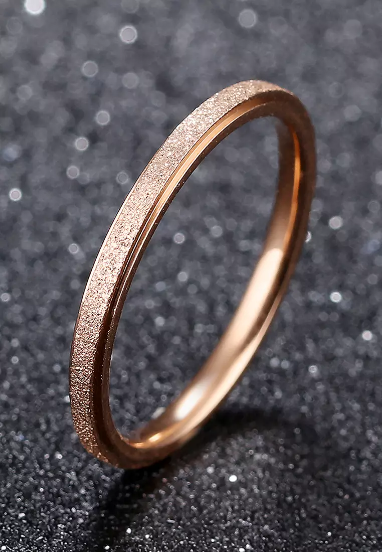 Buy Bullion Gold Glitter Textured Stackable Band Ring in Rose Gold ...