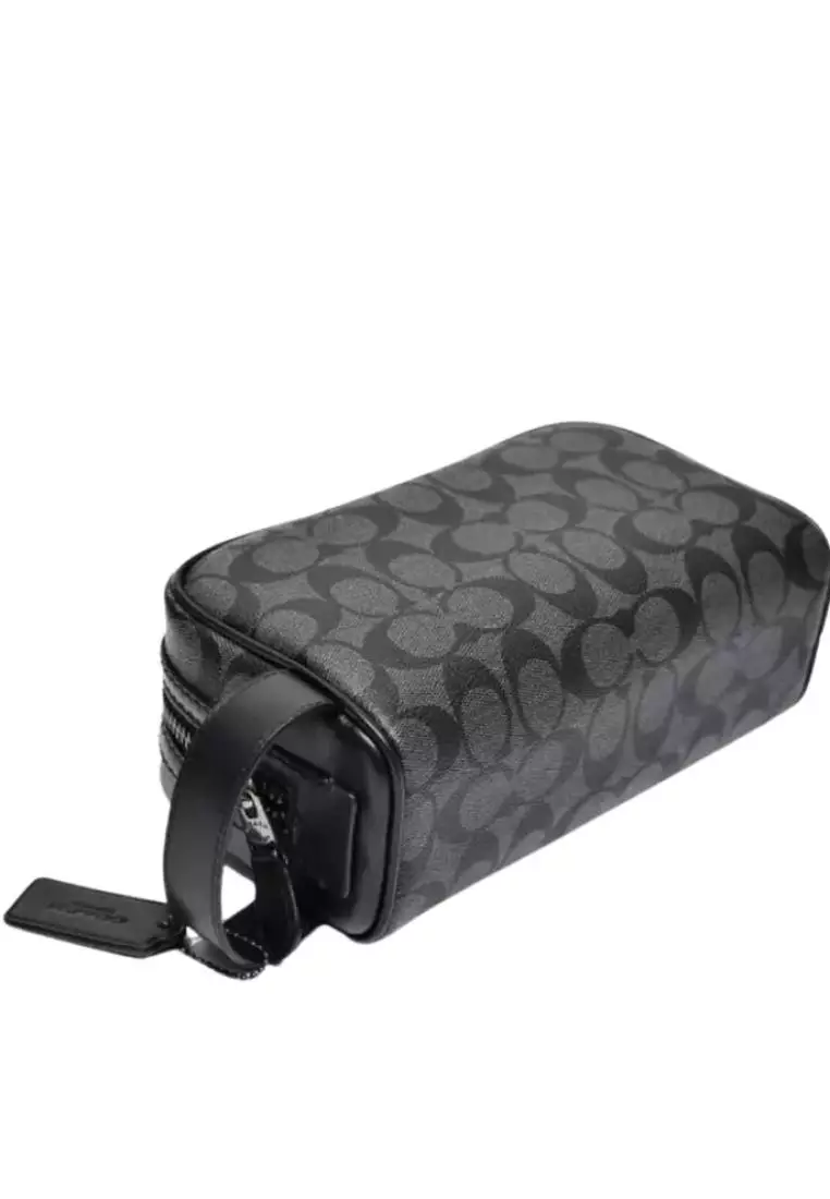 Jual Coach COACH Small Travel Kit In Signature Canvas Charcoal Black ...