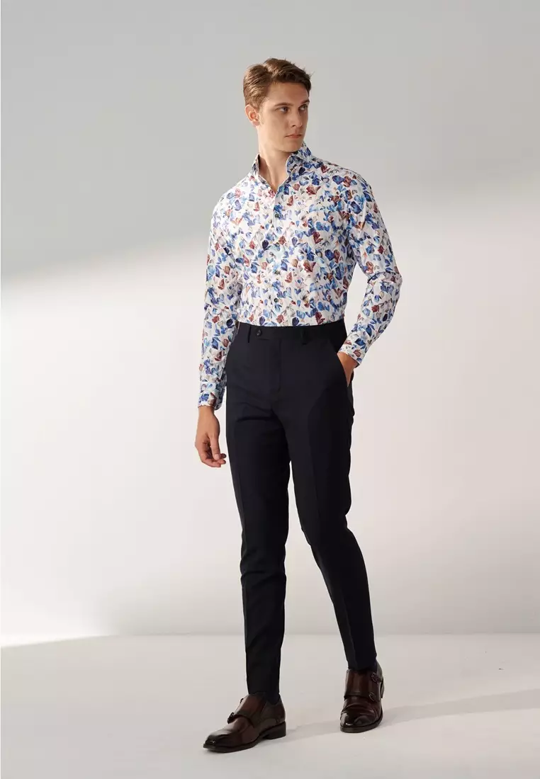 SST&C SST&C Blue and Browm Floral Print Slim Fit Shirt 2024 | Buy SST&C ...
