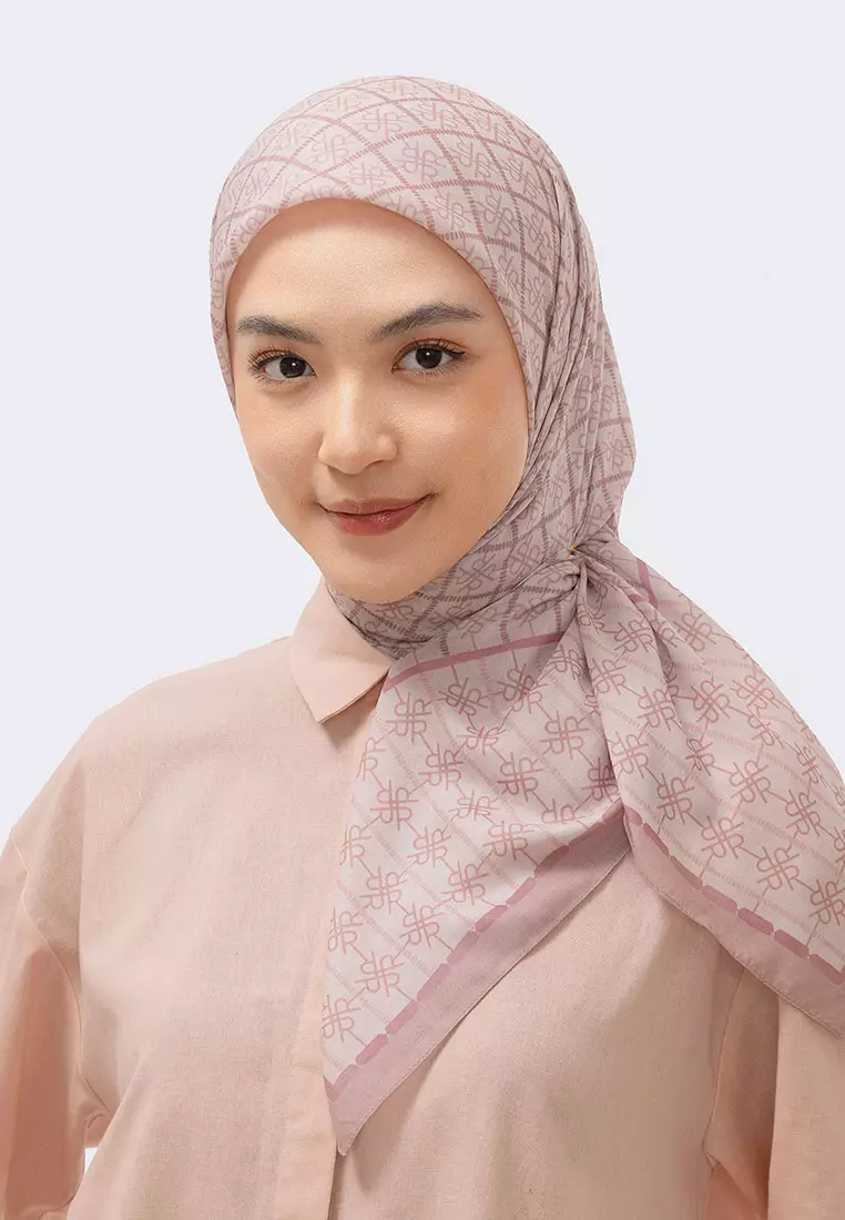 Jual RIAMIRANDA Ria Miranda Pale Pink Soraya Monogram Scarf (Pale Pink ...