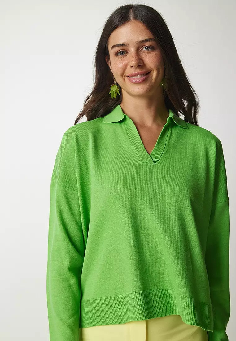 Buy Happiness Istanbul Basic Polo Collar Sweater Online | ZALORA Malaysia