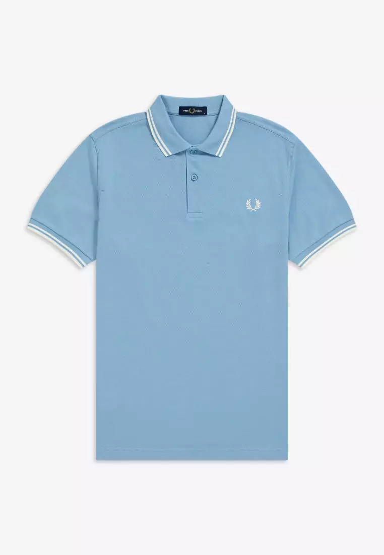 Buy Fred Perry Fred Perry M3600 Twin Tipped Fred Perry Shirt (Sky Blue ...