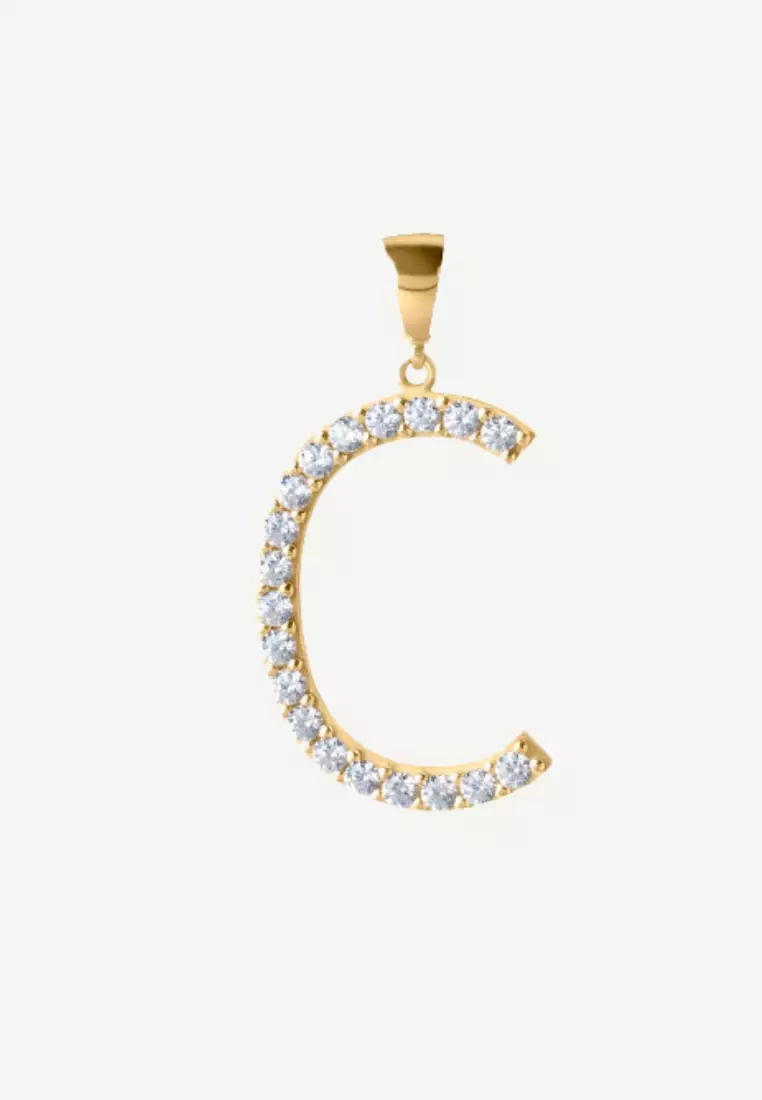 Buy Foundry Pavé Letter Pendant 14k Gold - C 2026 Online | ZALORA ...