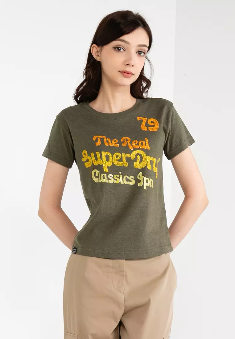Buy Superdry 70S Script Metallic Logo Tee 2025 Online | ZALORA Philippines