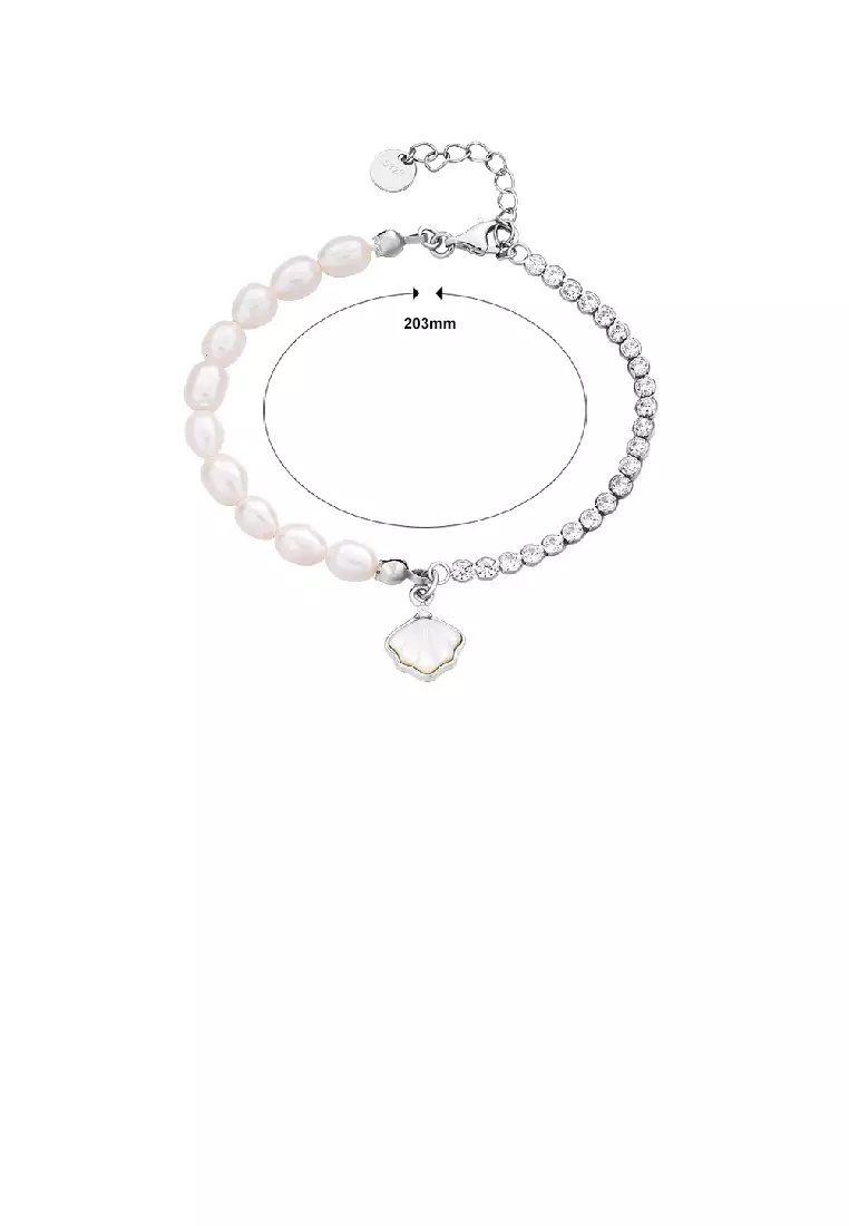 Buy SOEOES 925 Sterling Silver Fashion Elegant Shell Freshwater Pearl Stitched Cubic Zirconia ...