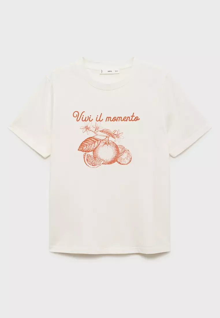 Jual Mango Printed Cotton-Blend T-Shirt Original 2025 | ZALORA Indonesia