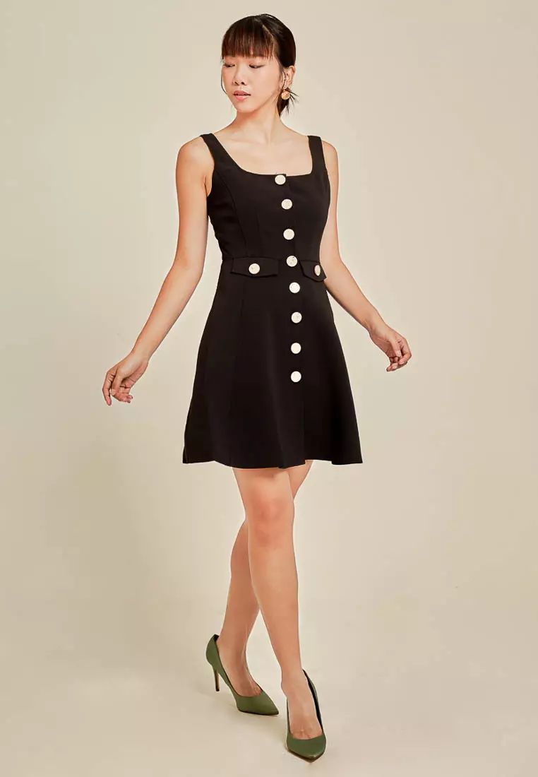 Buy Dressing Paula Square Neck Textured Cady Dress Online | ZALORA Malaysia