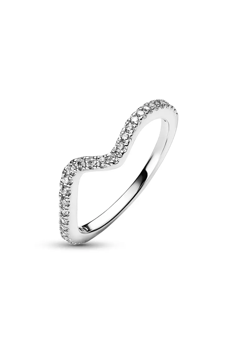 Buy PANDORA Pandora Sparkling Wave Ring Online | ZALORA Malaysia