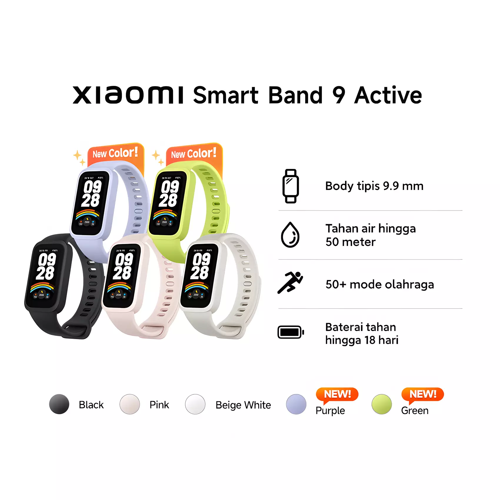 Jual Xiaomi Watch Xiaomi Smart Band 9 Active | Bodi 9,99 mm | Tahan Air ...