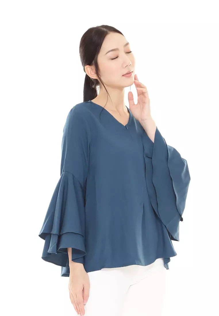 Buy Rina Nichie Basic Rena Top in Teal Blue Online | ZALORA Malaysia