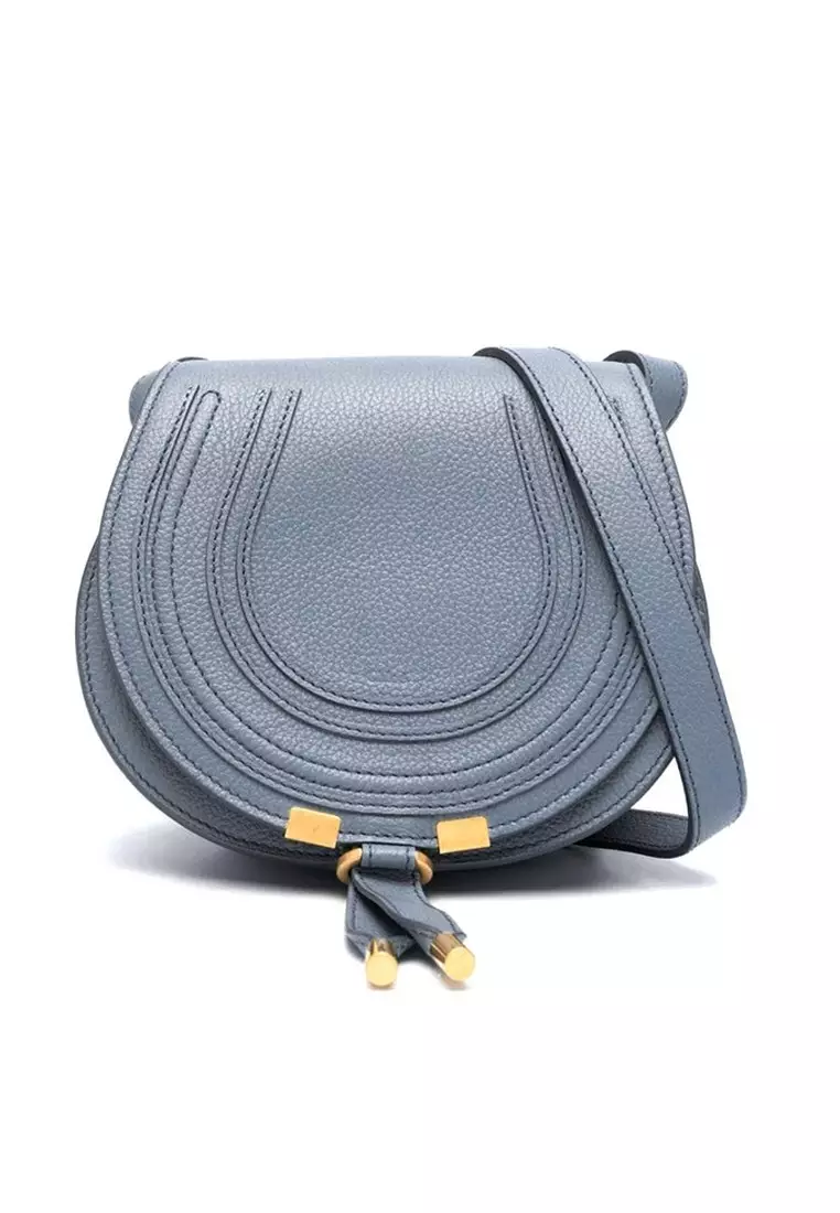 Buy Chloé Chloe Small Marcie Saddle Crossbody Bag in Storm Blue 2024 ...