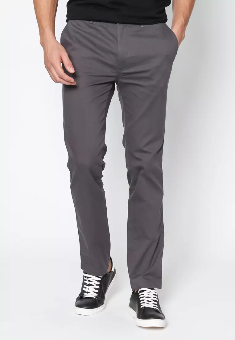 Jual Kent & Crew GREY BASIC CHINOS PANTS Original 2024 | ZALORA Indonesia