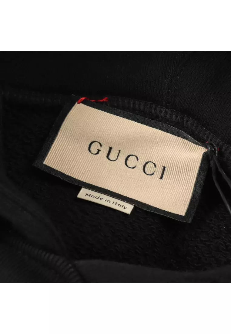 Buy Gucci Pre-Loved Gucci Cropped pullover hoodie cotton black blue ...