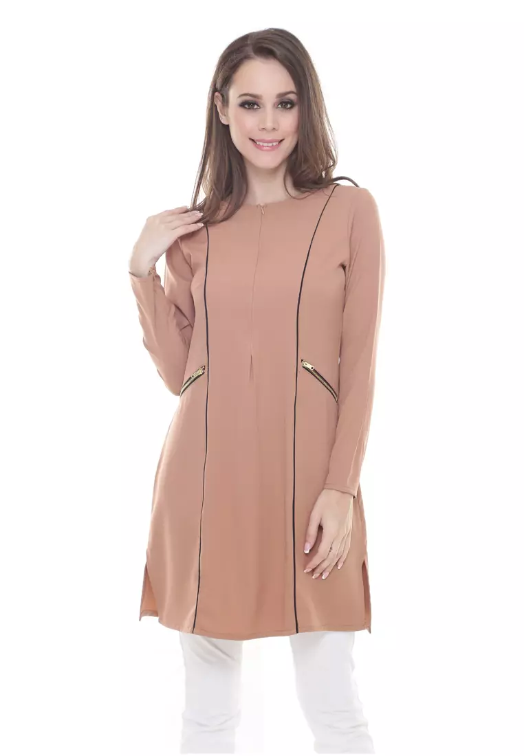 Buy Rina Nichie Basic Jovanda Tunic in Mustard Brown Online | ZALORA ...