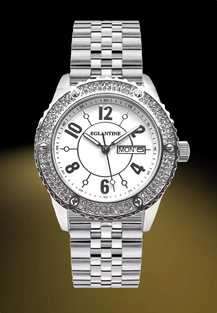 EGLANTINE EGLANTINE® Vanessa Ladies Steel Quartz Watch Paved with ...