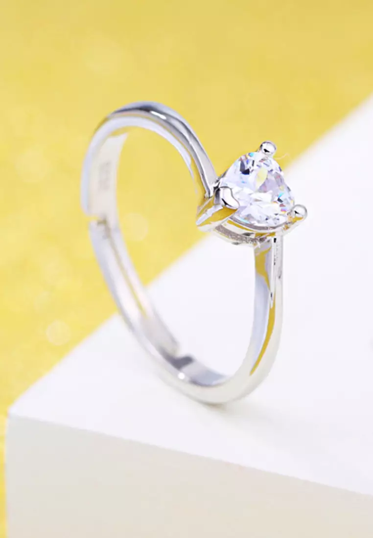 Buy YOUNIQ YOUNIQ Basic Korean Silver Love Heart CZ Diamond ROM Engagement Wedding Ring 2025 ...