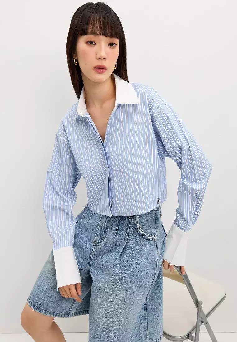 Buy Pomelo Cropped Striped Shirt 2026 Online | ZALORA Philippines