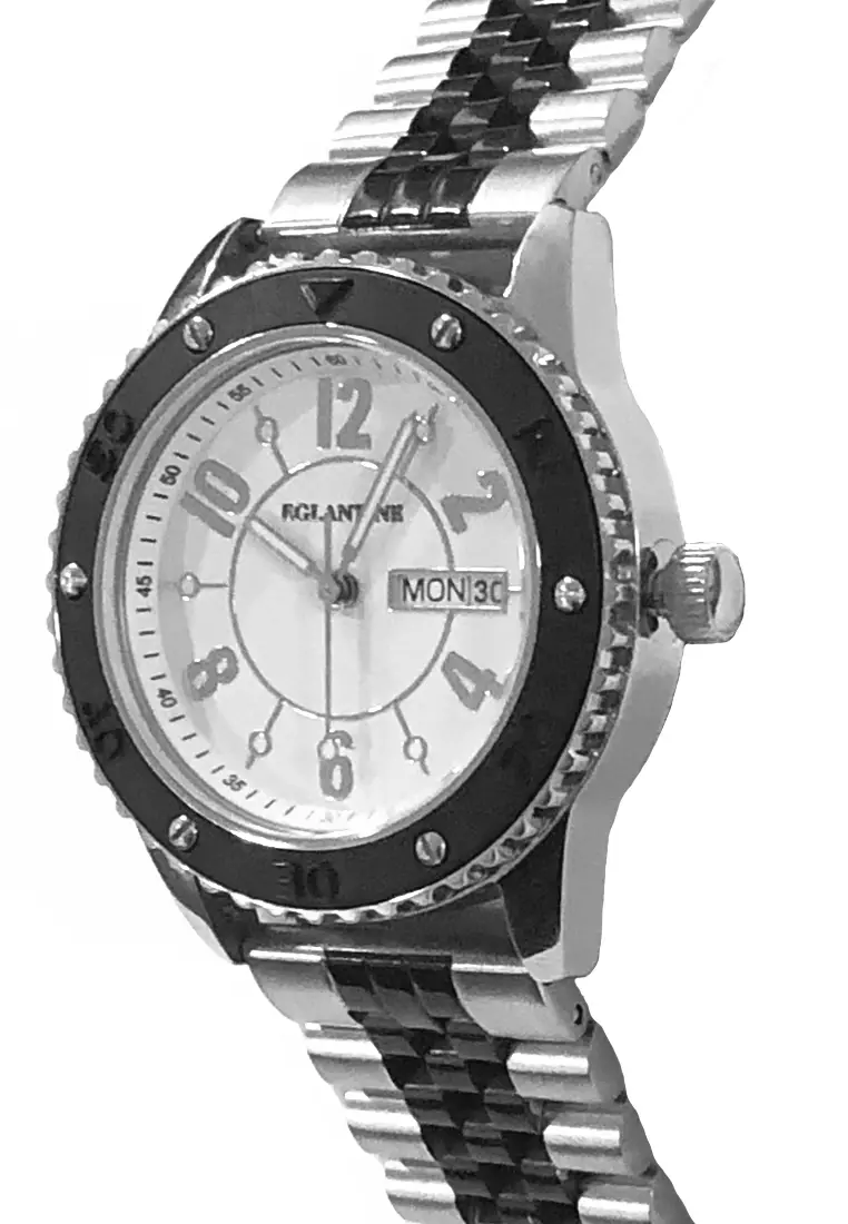 EGLANTINE DAY/DATE Unisex Steel Quartz Watch, White dial, Day-Date ...
