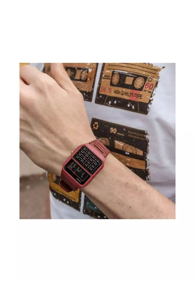 Buy Casio Watches Men's Data bank CA-53WF-4B Red Resin Band Calculator ...