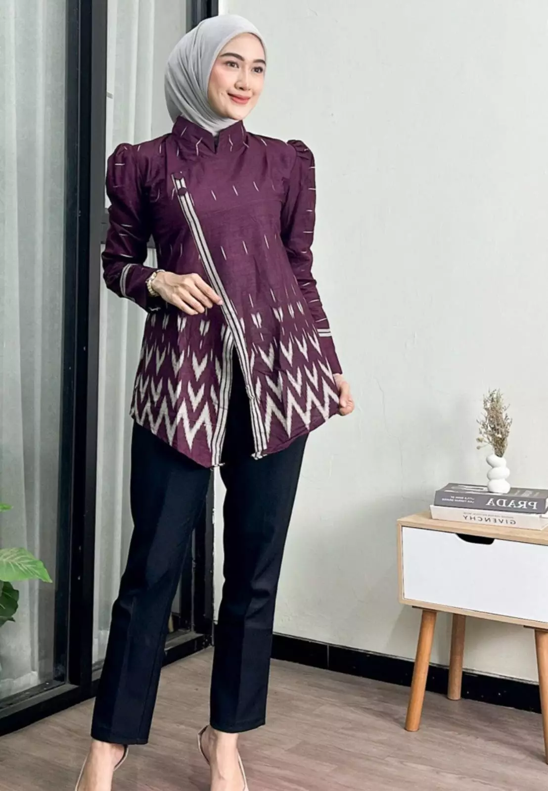 Jual Batik Mayung Blouse Batik Azurra Burgundy Premium ALN Original ...