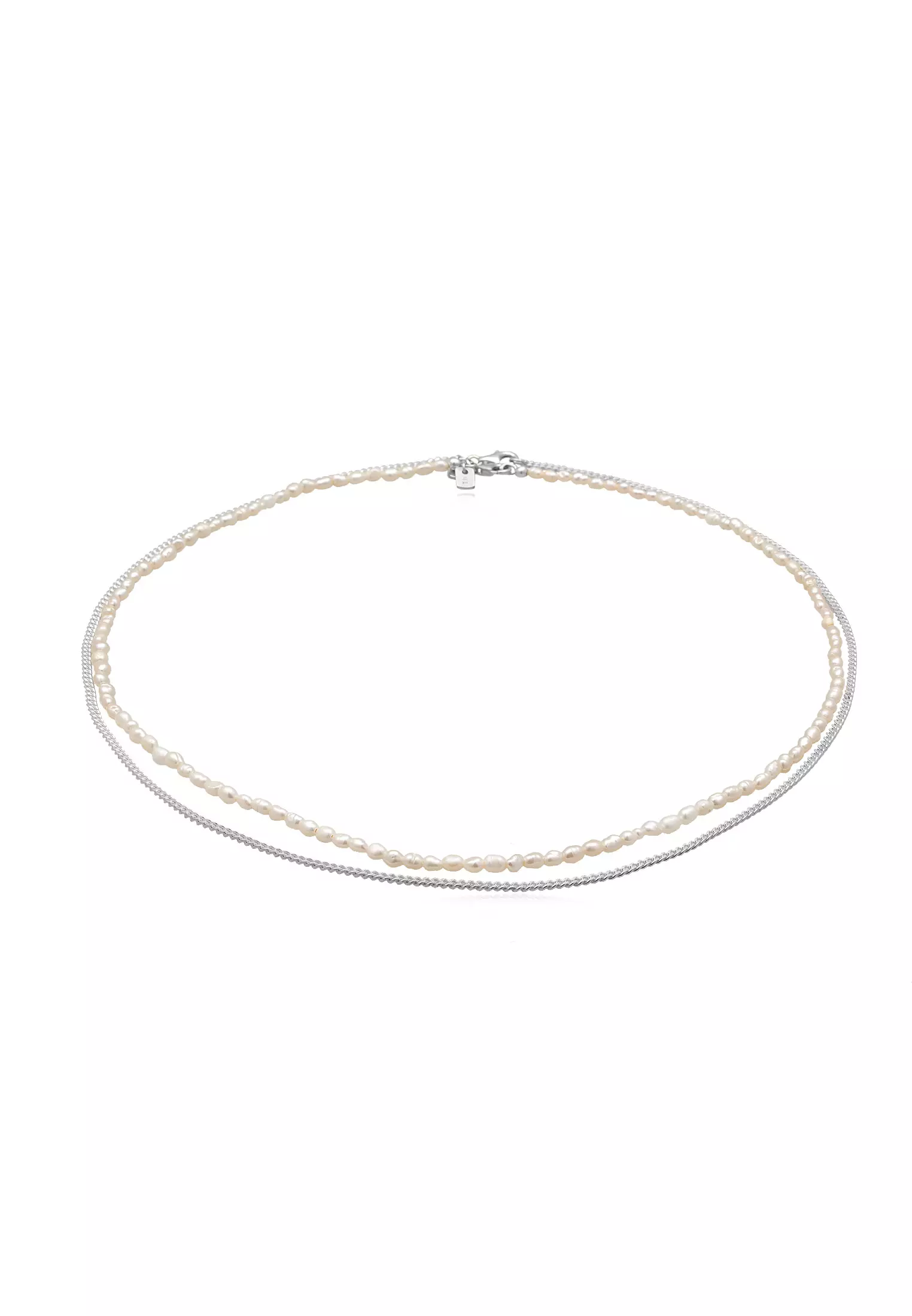 Buy Kuzzoi Men's Silver Pearl and Curb Chain Choker Set 2026 Online ...