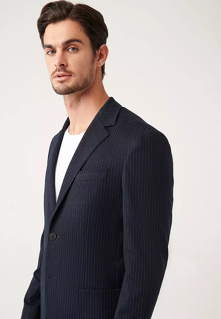 Buy Avva Double Slit Striped Jacket 2025 Online | ZALORA