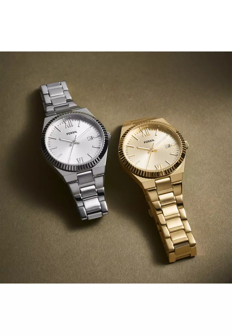 網上選購 Fossil Scarlette Three-Hand Date Gold-Tone Stainless Steel Watch ...