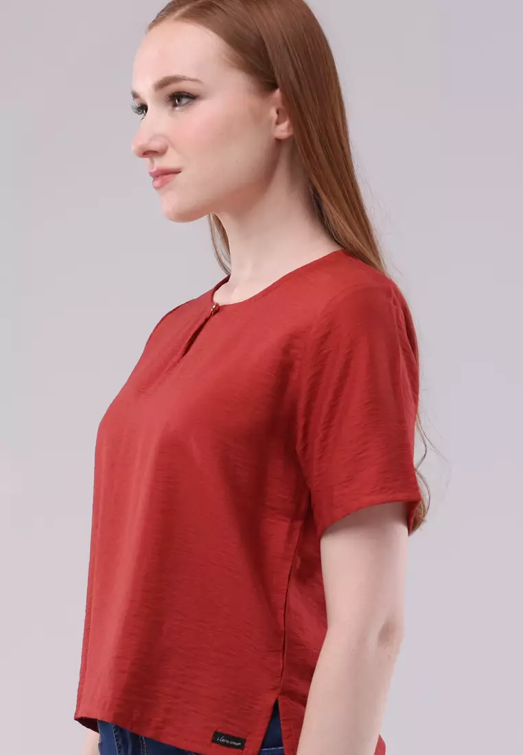 Buy Crissa Slub Linen Woven Short Sleeves Blouse 2026 Online | ZALORA ...