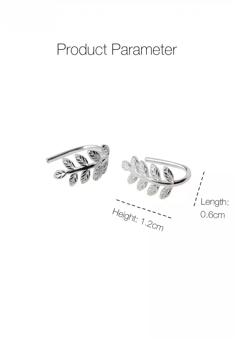 Buy HAPPY FRIDAYS 925 Silver Leaf Design Ear Cuff JW AR-E5269 2024 Online | ZALORA Philippines