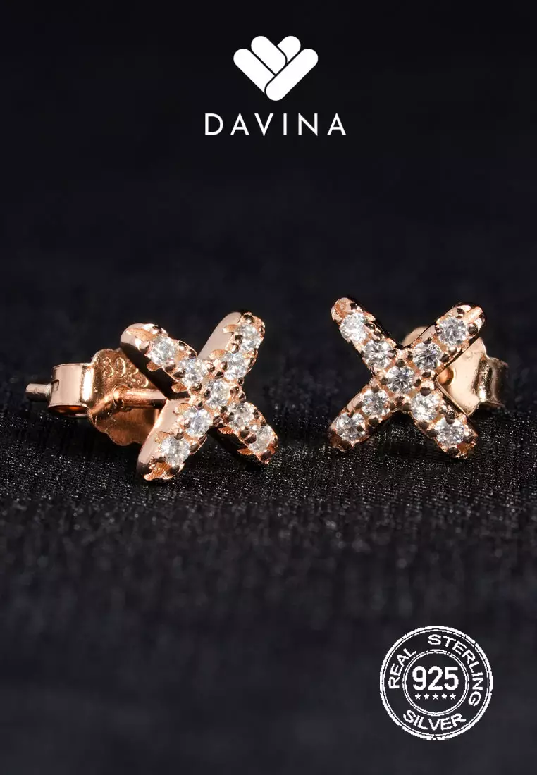 Jual DAVINA Jewelry DAVINA Ladies Xionne Earrings Rose Gold Color ...