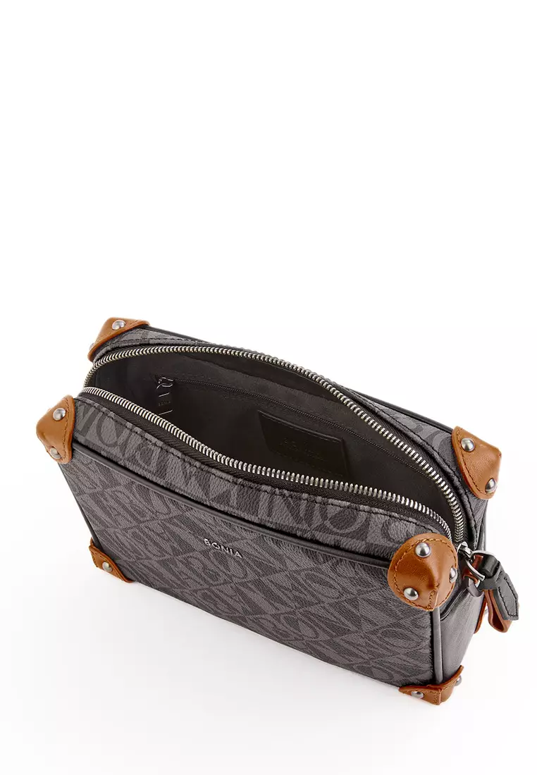 Buy BONIA Medium Brown Dario Small Monogram Crossbody Bag 2024 Online ...